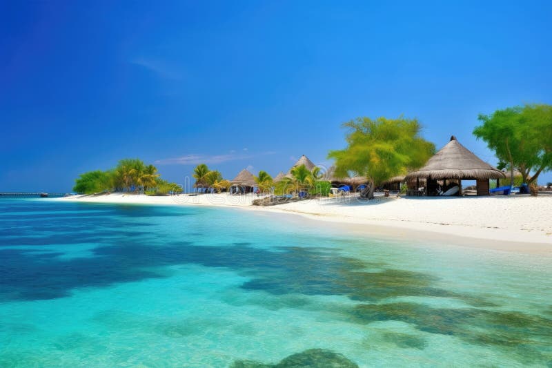 Exotic Island with Turquoise Waters and White Sand Beaches Stock Photo ...