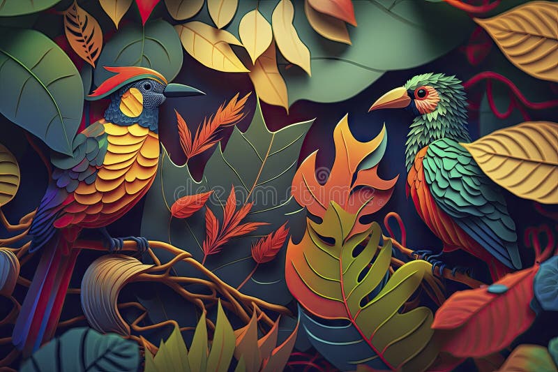 Exotic Jungle Flora and Fauna Background for Invitations and Posters ...