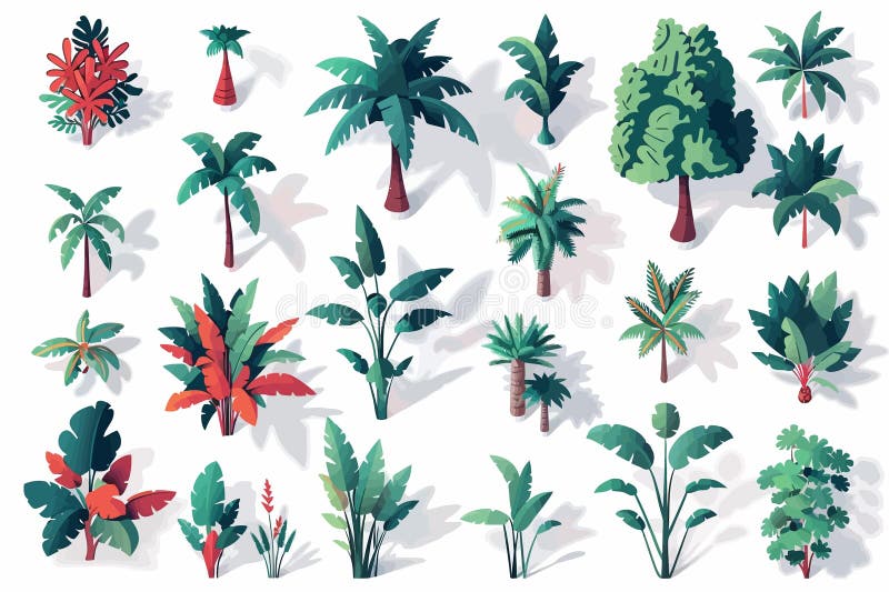 Exotic Jungle Plants Isometric Collection Stock Image Isolated Vector ...
