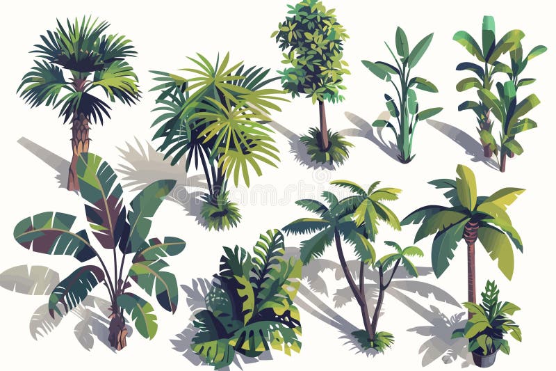 Exotic Jungle Plants Isometric Collection Stock Image Isolated Vector ...