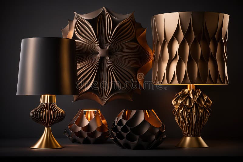 Exotic Lamps Illumination, Generative AI. Stock Illustration ...