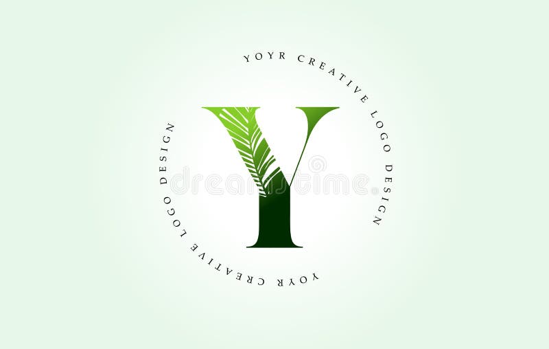 Exotic Letter Y Logo with Palm Tree Leaf Pattern Texture Design Logo ...
