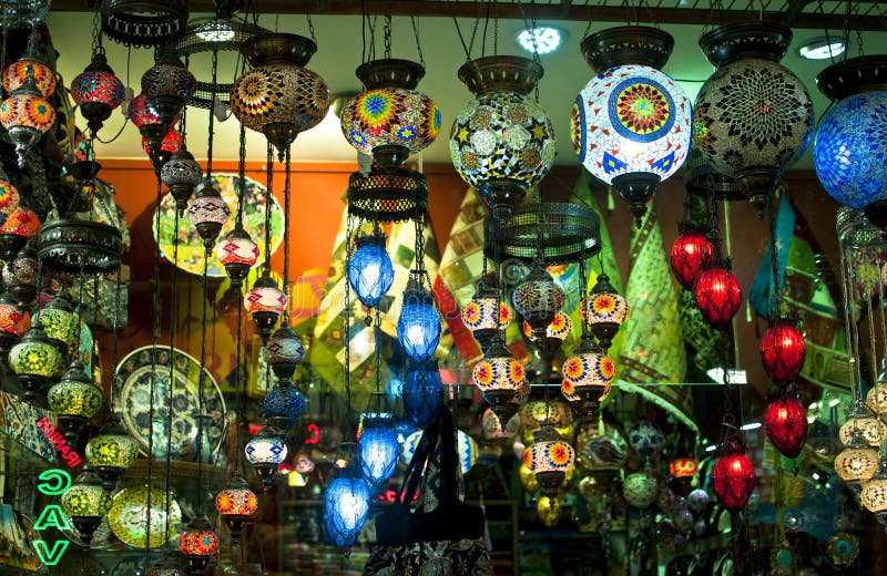 Exotic Lights in Istanbul Bazaar. Stock Image - Image of bright ...