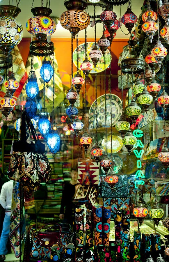 Exotic Lights in Istanbul Bazaar. Stock Image - Image of colorful ...