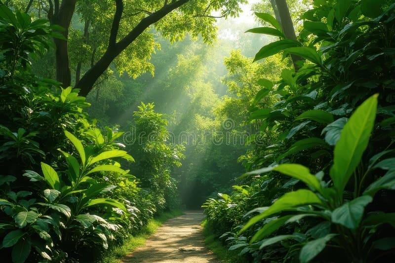 Exotic Lime Canopy Amongst Tropical Forests Stock Illustration ...