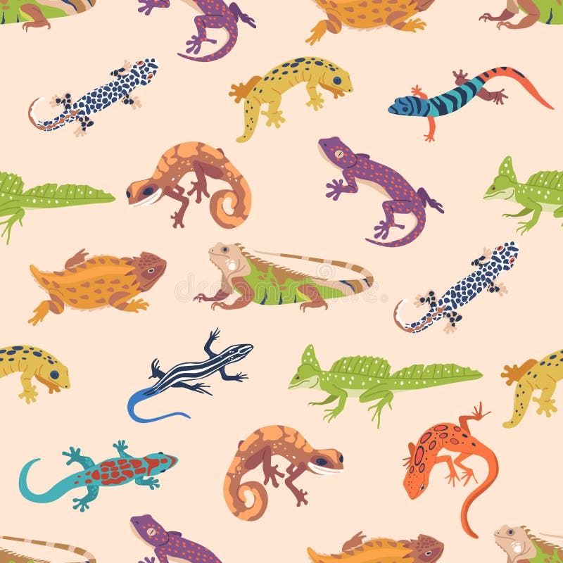 Exotic Lizard and Varans Seamless Pattern. Vibrant and Captivating ...