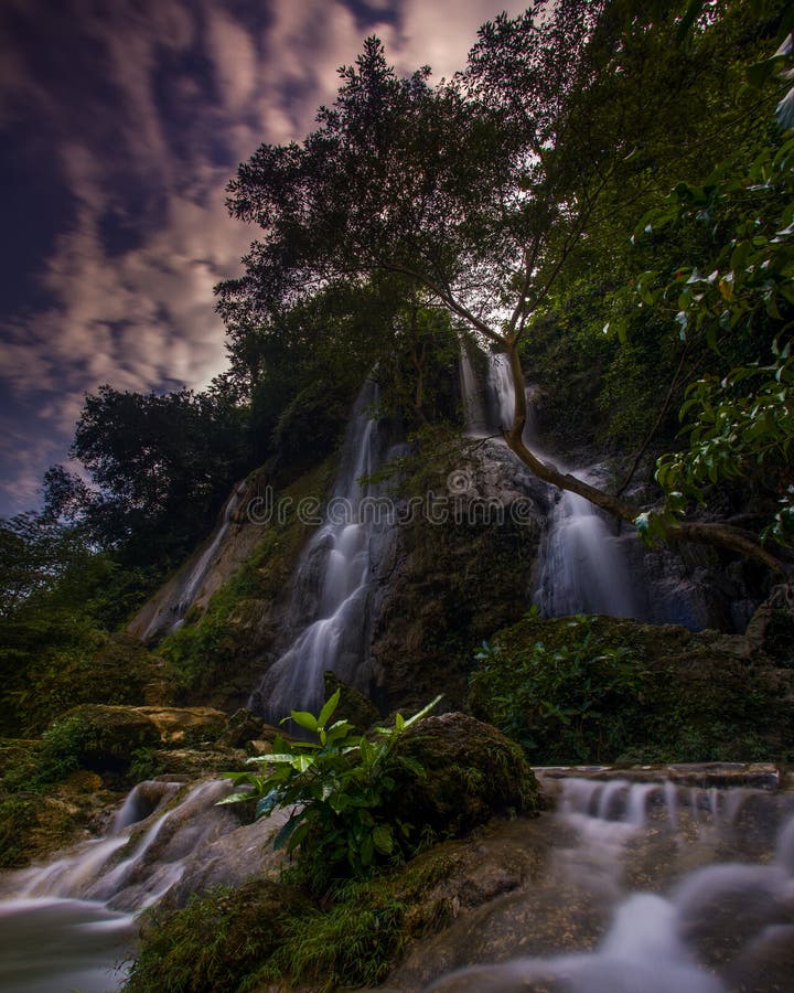 Exotic Nature and Refreshing Waterfalls Stock Photo - Image of tree ...