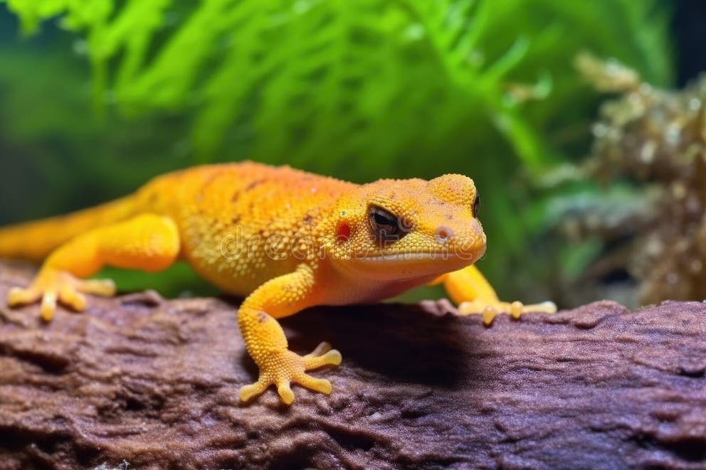 An Exotic Newt on a Tree Bark Stock Photo - Image of amphibian ...