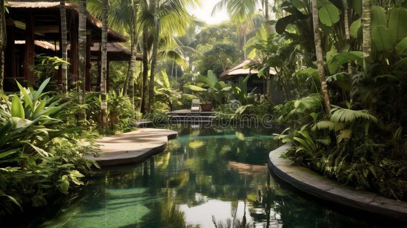 Exotic Oasis in Bali a Tropical Swimming Pool. Generative AI Stock ...