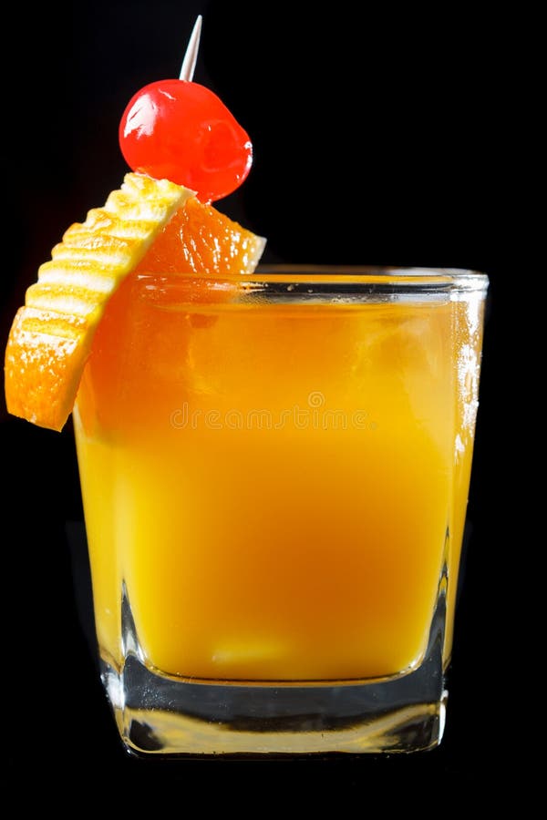 Exotic Orange Cocktail on Black Stock Photo - Image of liquor, black ...