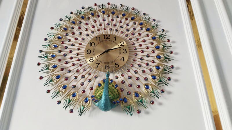 Exotic Peacock Motif Wall Clock Stock Photo - Image of motif, peacock ...