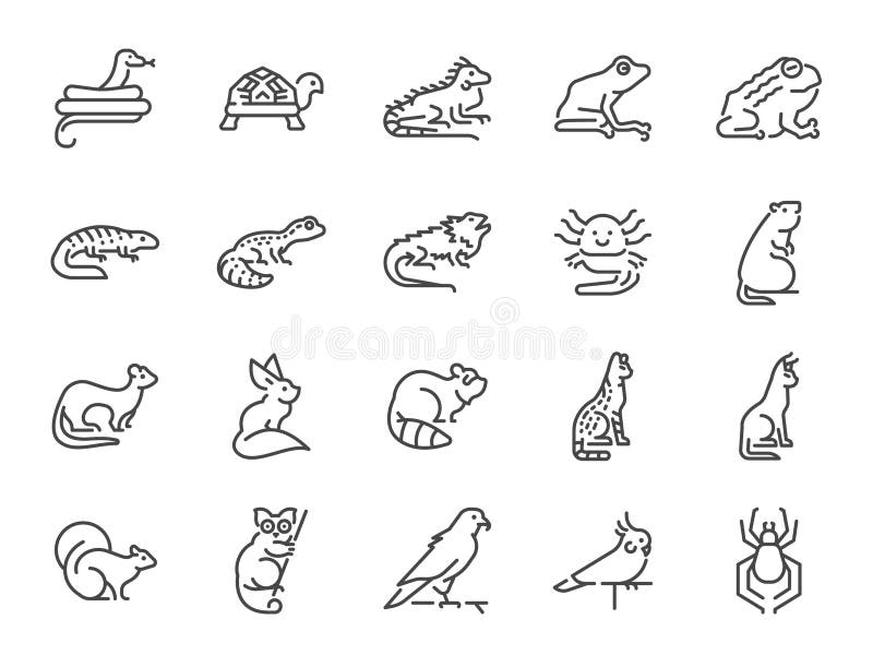Exotic Pet Icon Set. it Included the Turtle, Frog, Lizard and More ...