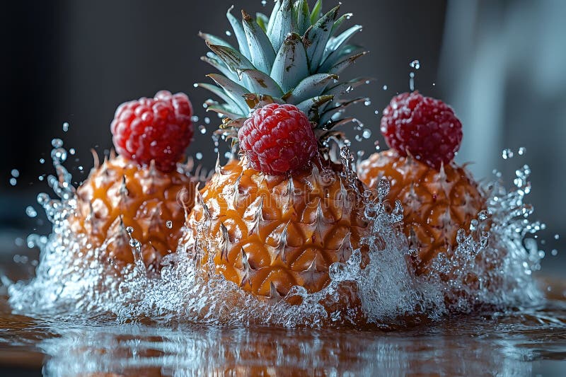 Exotic Pineapple and Raspberry Splash - Refreshing Summer Fruit Concept ...