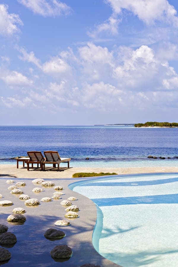 Exotic Pool with a Beautiful View Ocean Stock Image - Image of pool ...