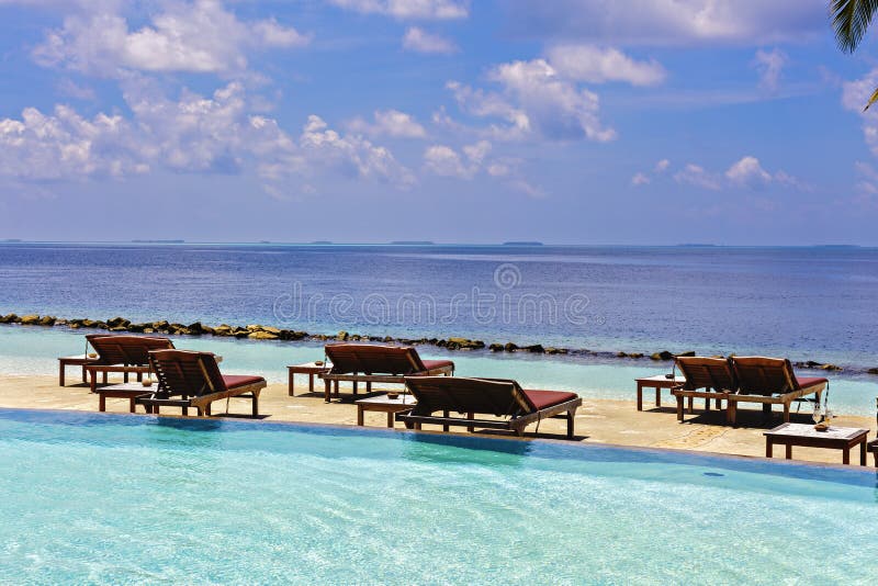 Exotic Pool with a Beautiful View Ocean Stock Image - Image of ...