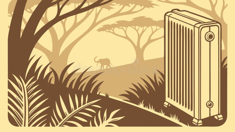 Exotic Radiator Heating Unit in a Lush Forest Environment, Vector ...