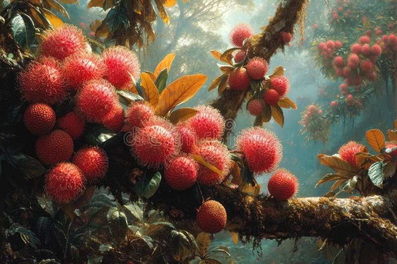 Exotic Rambutan Tree Adorned with Vibrant Clusters, a Tropical ... Exotic Rambutan Tree Adorned with Vibrant Clusters, a Tropical ...