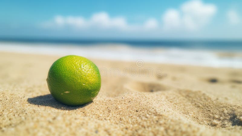 Exotic Realism: Uhd Image of Lime on Sandy Beach Stock Illustration ...