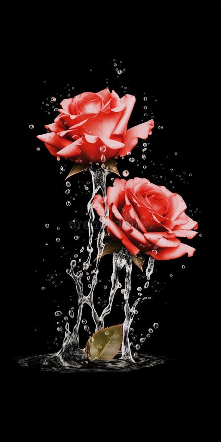 Exotic Roses Sliced in Water, Poster Artwork, Ai Generated Image Stock ...