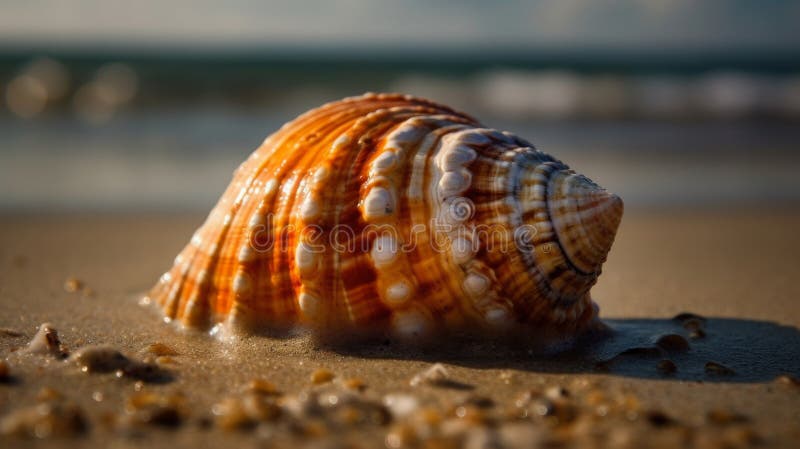 Exotic Seashell Lies on the Sand. Generative AI Stock Illustration ...
