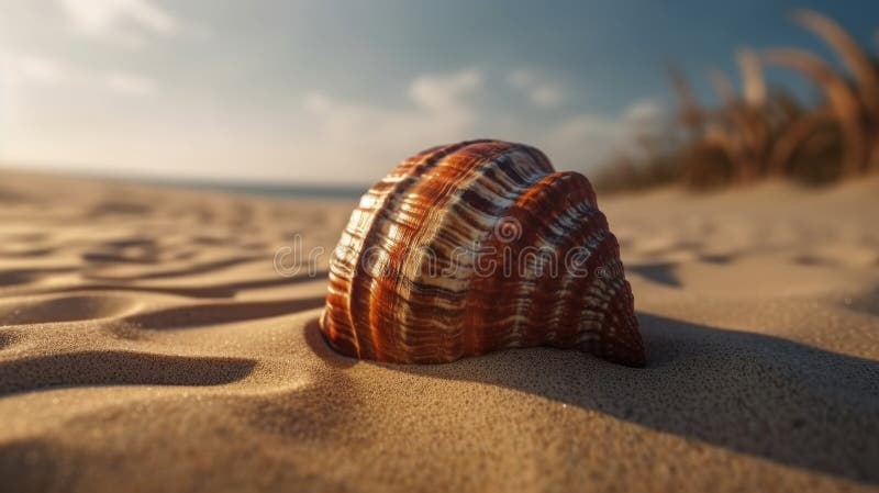 Exotic Seashell Lies on the Sand. Generative AI Stock Illustration ...