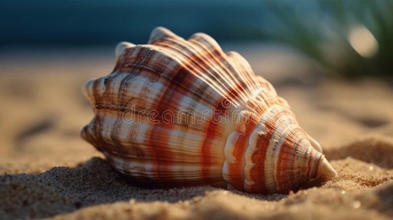 Exotic Seashell Lies on the Sand. Generative AI Stock Illustration ...