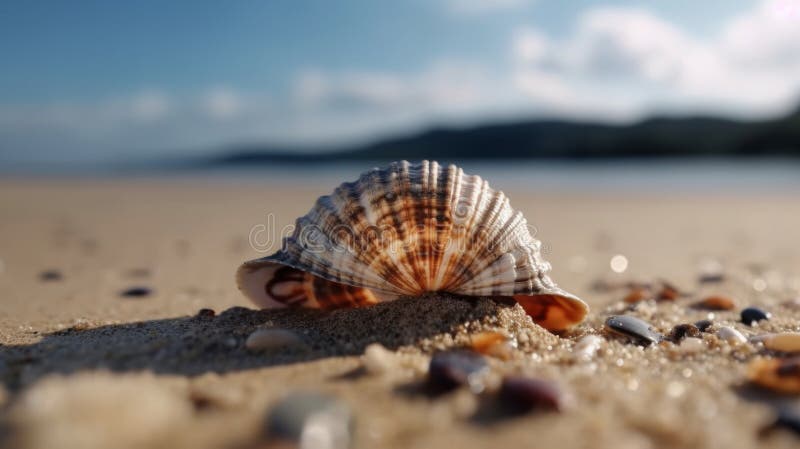 Exotic Seashell Lies on the Sand. Generative AI Stock Illustration ...