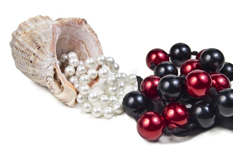 Exotic Shell and Stones, Pearls Stock Image - Image of crystal, detail ...