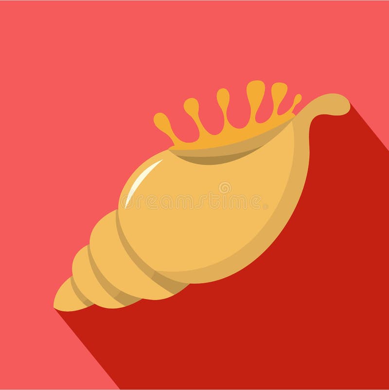 Exotic Shell Icon, Flat Style Stock Illustration - Illustration of ...