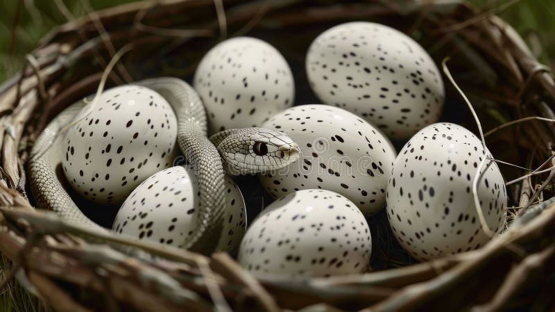 An Exotic Snake Elegantly Coiled Around White Eggs, Accentuating Its ...
