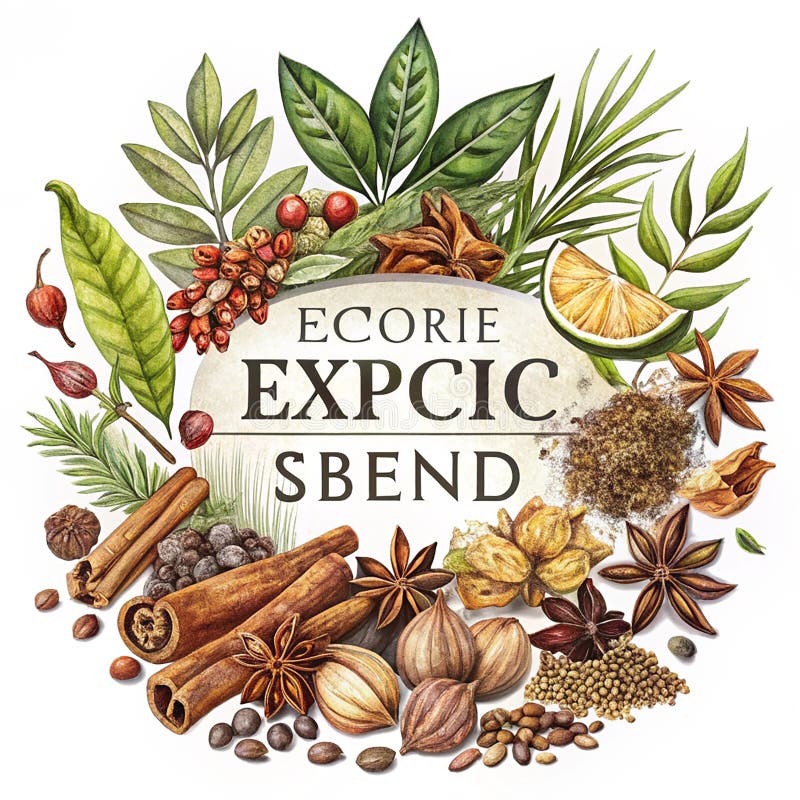 Exotic Spice Blend Packaging with Hand Drawn Botanical Elements Stock ...