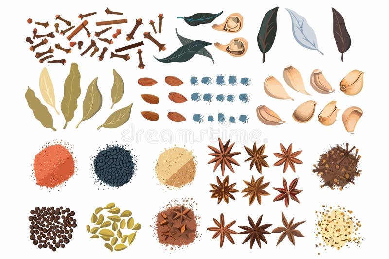Exotic Spice Collection Isolated Vector Style Stock Vector ...