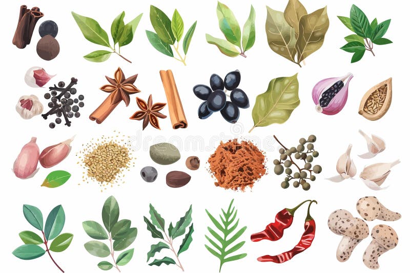 Exotic Spice Collection Isolated Vector Style Stock Vector ...