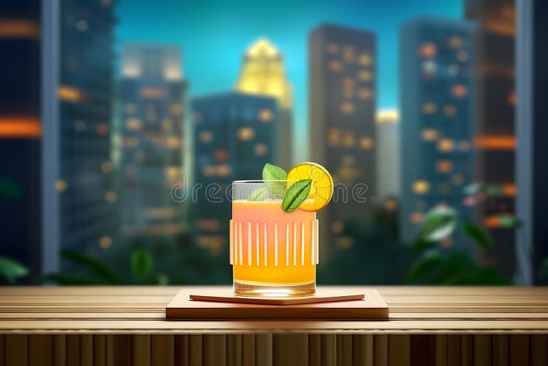 Exotic Summer Drinks, Blur Sandy Beach on Background. Neural Network AI Generated Stock ...