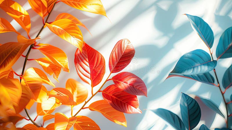 Exotic Summer Vibes: Colorful Riskus Leaves in Sunlight on White ...