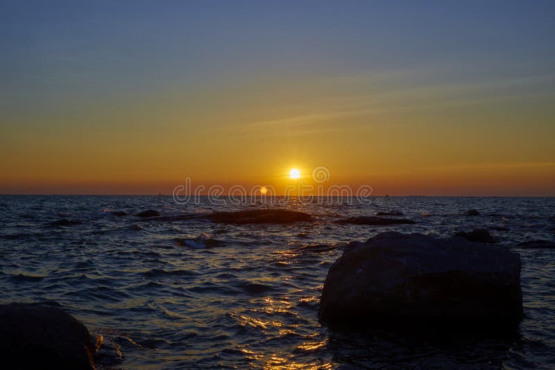 Exotic sunset at the sea stock photo. Image of dramatic - 162500294