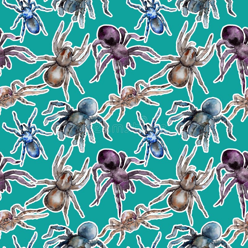 Exotic Tarantula Wild Insect Pattern in a Watercolor Style. Stock ...