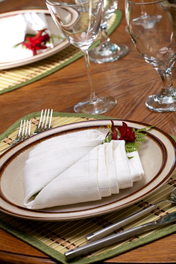 Exotic theme table setting stock image. Image of flower - 14523151