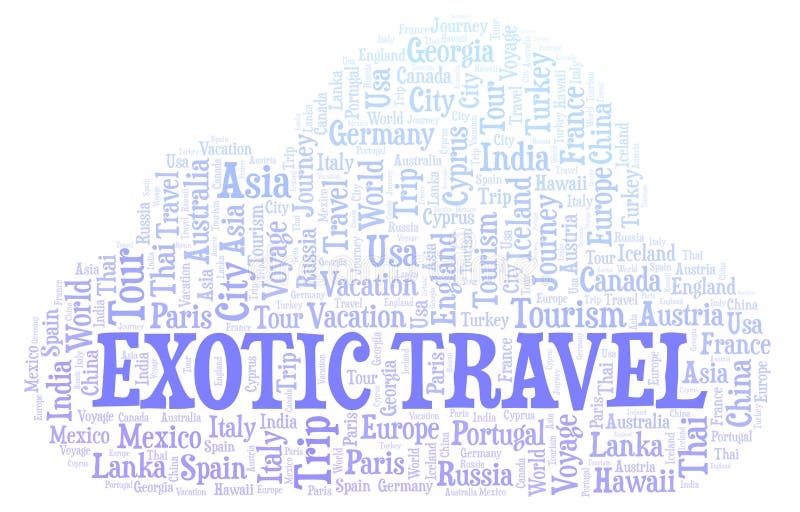 Exotic travel word cloud stock vector. Illustration of outdoor - 168823683