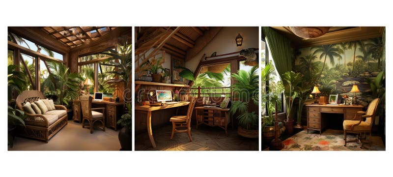 Exotic Tropical Study Room Interior Design Ai Generated Stock ...