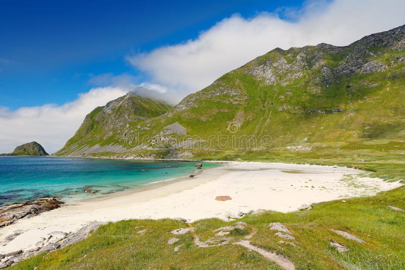 The Uttakleiv Beach at Lofoten Islands, Norway Stock Photo - Image of ...