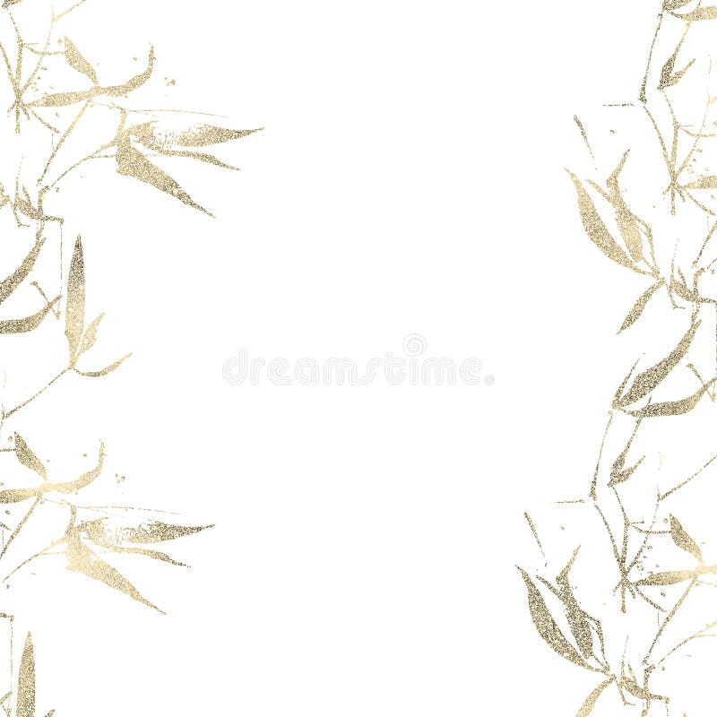 Exotic Vertical Rectangular Frame. Golden Texture Bamboo Branches ...