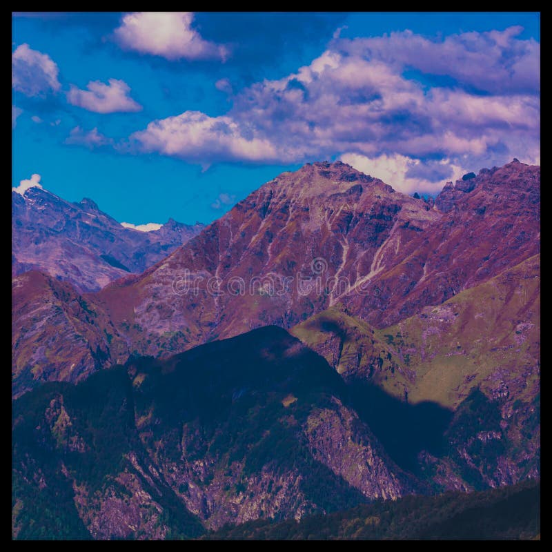 Exotic View of Himalayan Mountain Range with Thin Black Edge Stock ...