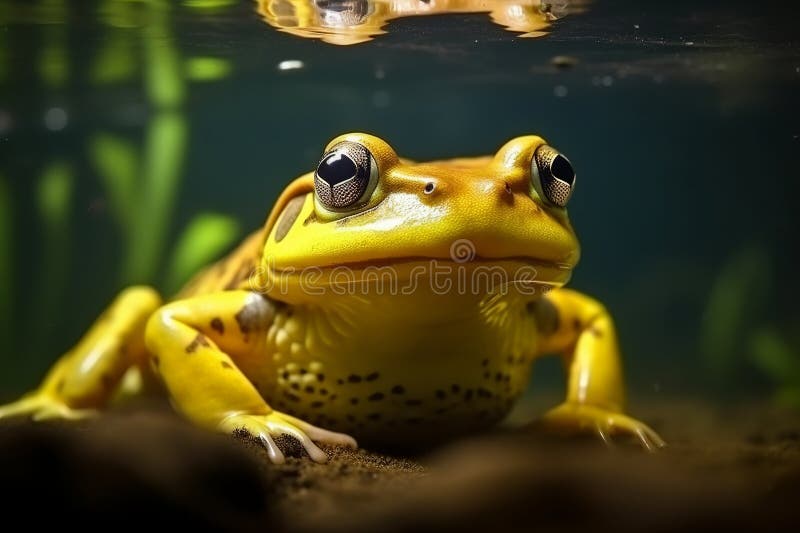 Exotic Yellow Frog Swimming Underwater Stock Illustration ...