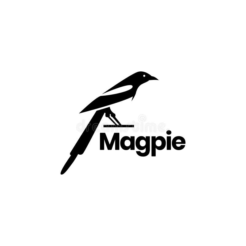 Exotics Bird Magpie Perched Branch Long Tail Singer Logo Design Vector ...