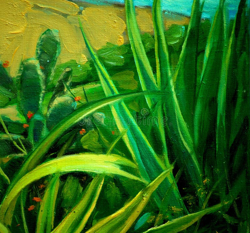 Exotisch Landschap Van Mediterrane Kust Stock Illustratie ...