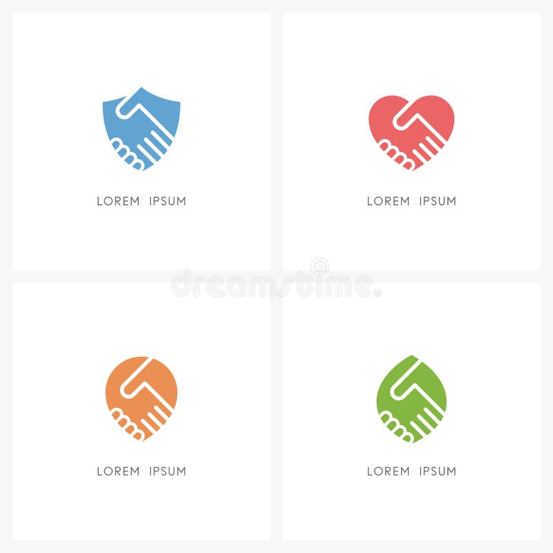 Handshake Logo Set - Business, Protection, Love and Ecology Stock ...