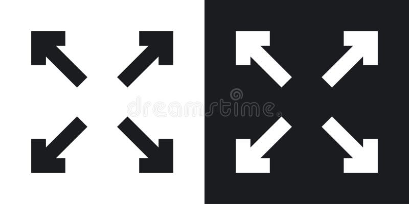 Expand Arrows Icon Set. Maximize Screen Vector Symbol. Scale Video Sign ...