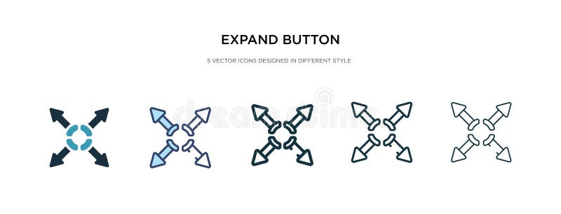 Expand Button Icon in Different Style Vector Illustration. Two Colored ...