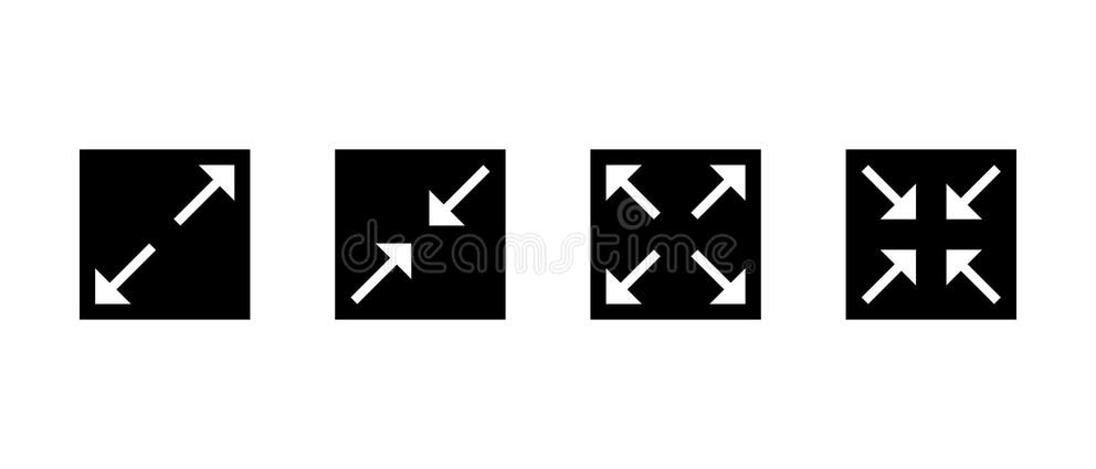 Expand and Collapse Arrow Icon in Black Square. Full Screen and Exit ...
